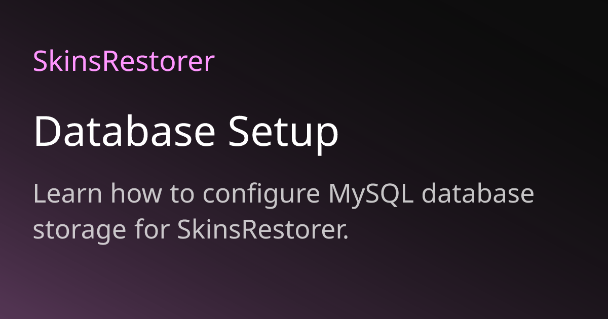 Database Setup - SR