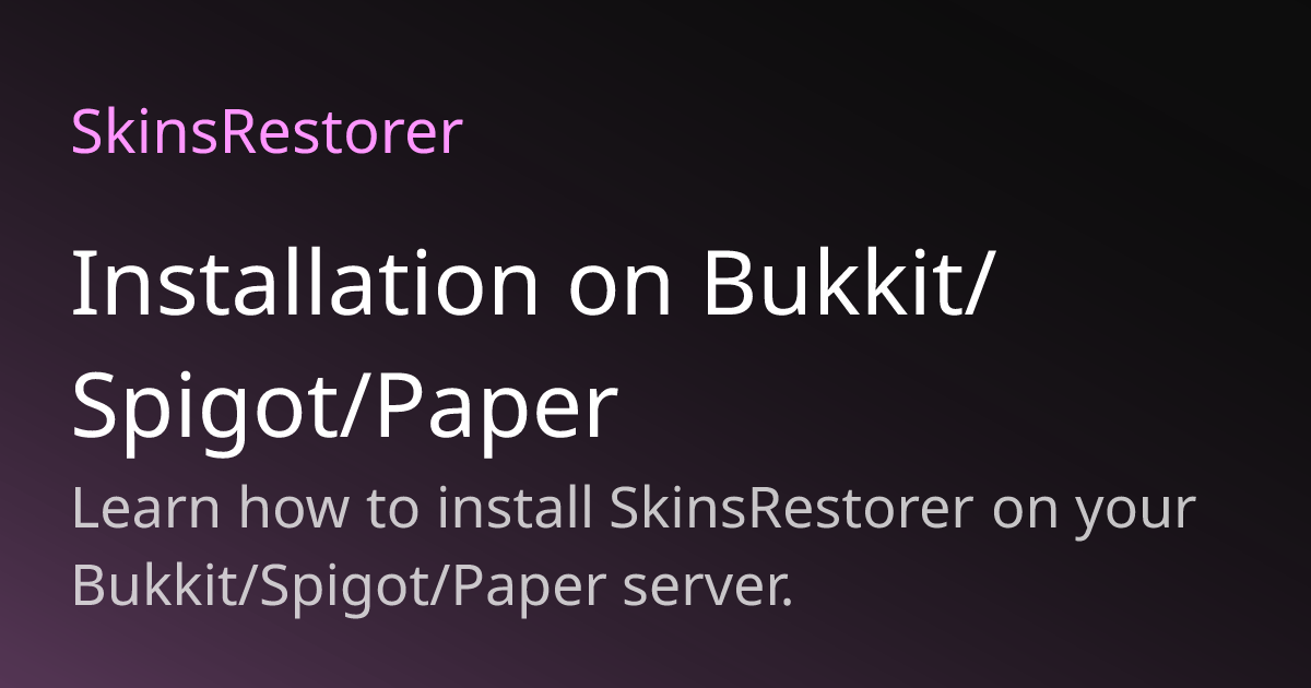Installation on Bukkit/Spigot/Paper - SR