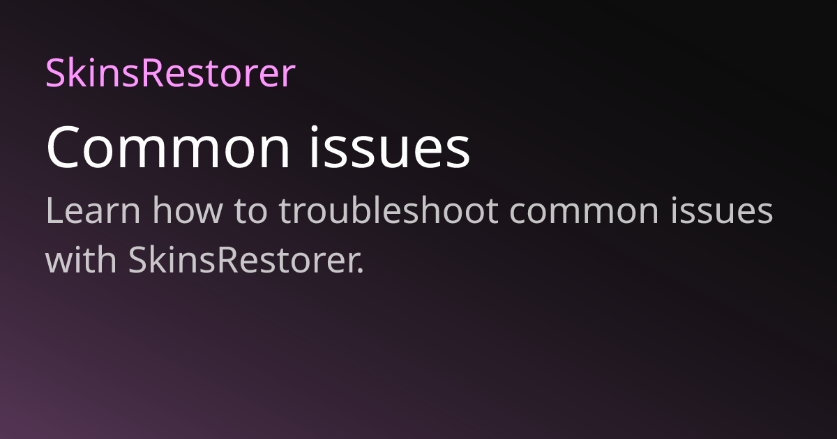 Common issues - SR