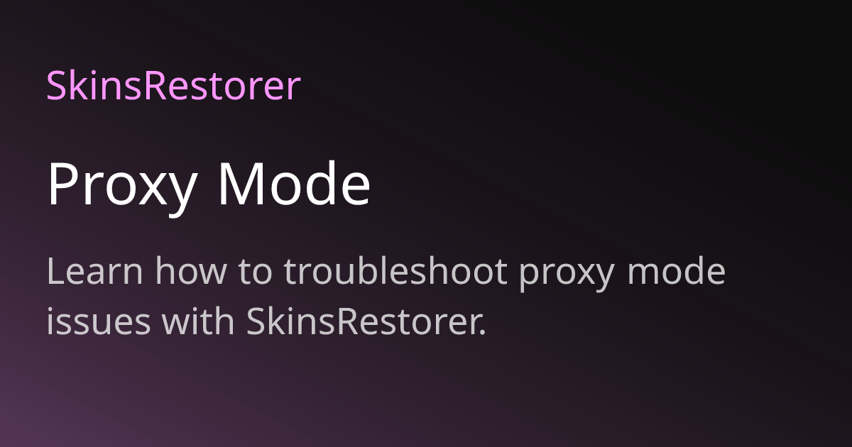 Proxy Mode - SR